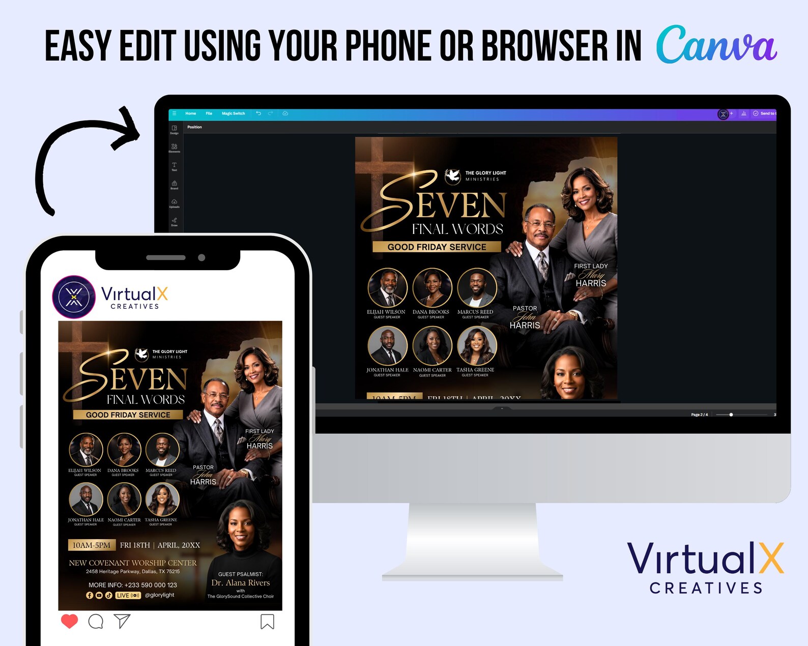 Good Friday Church Flyer Template | Seven Last Words Service Program ...