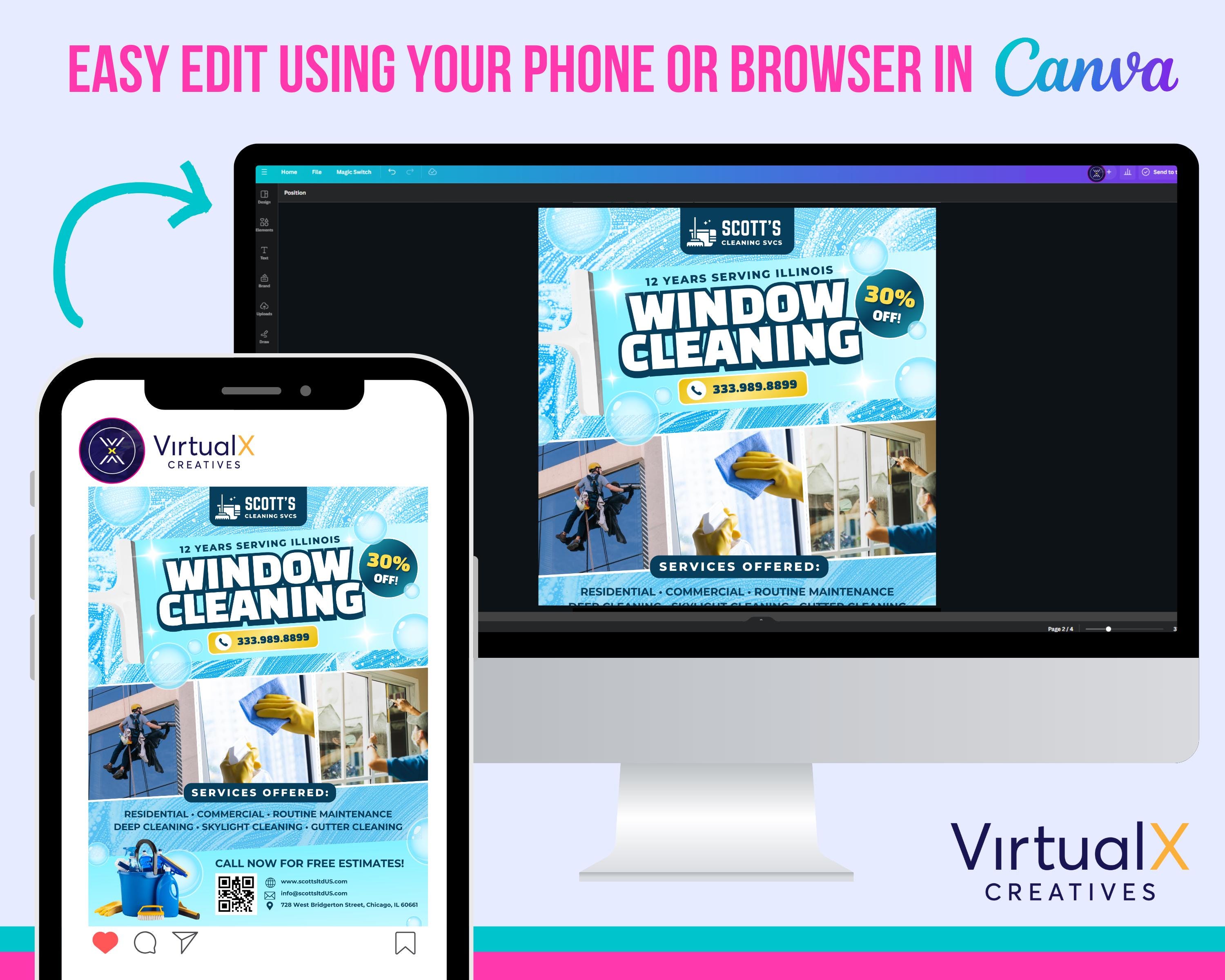 Clear Window Cleaning Service Flyer, Cleaning Business Flyer, Editable ...