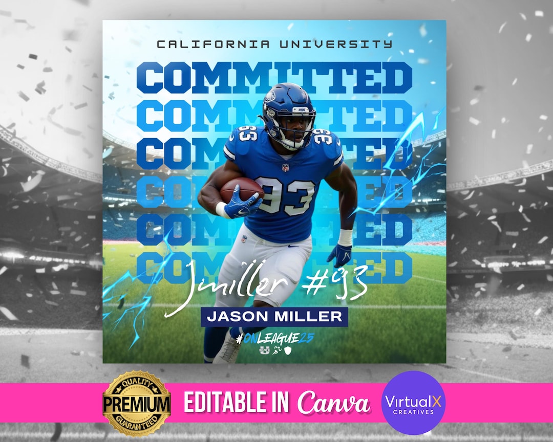 Sports Committed Poster, Commitment Social Media Flyer, Signing Day ...