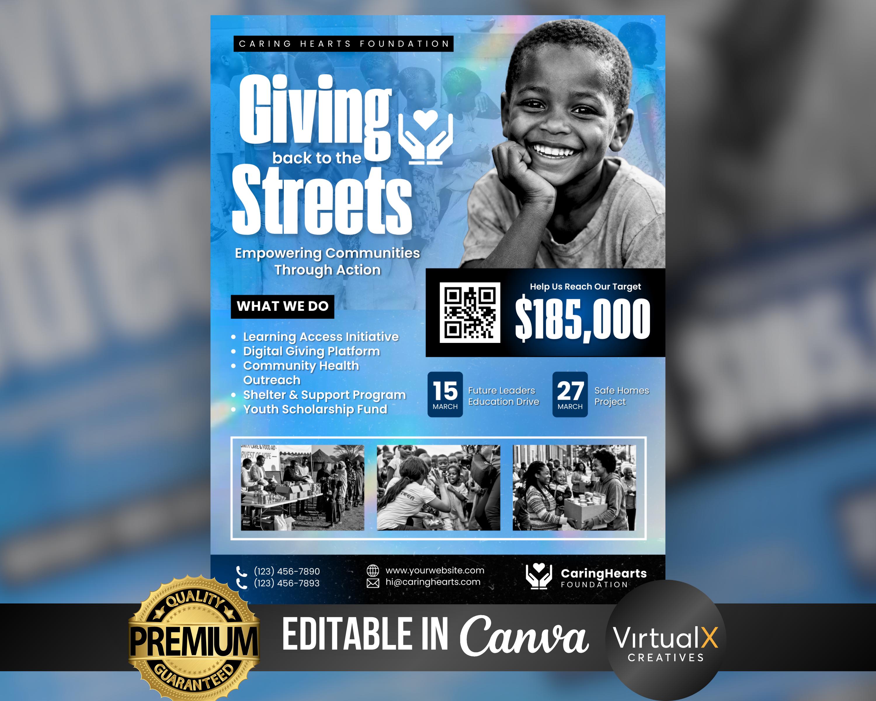 Giving Back Flyer Template | Editable Charity Donation Poster ...