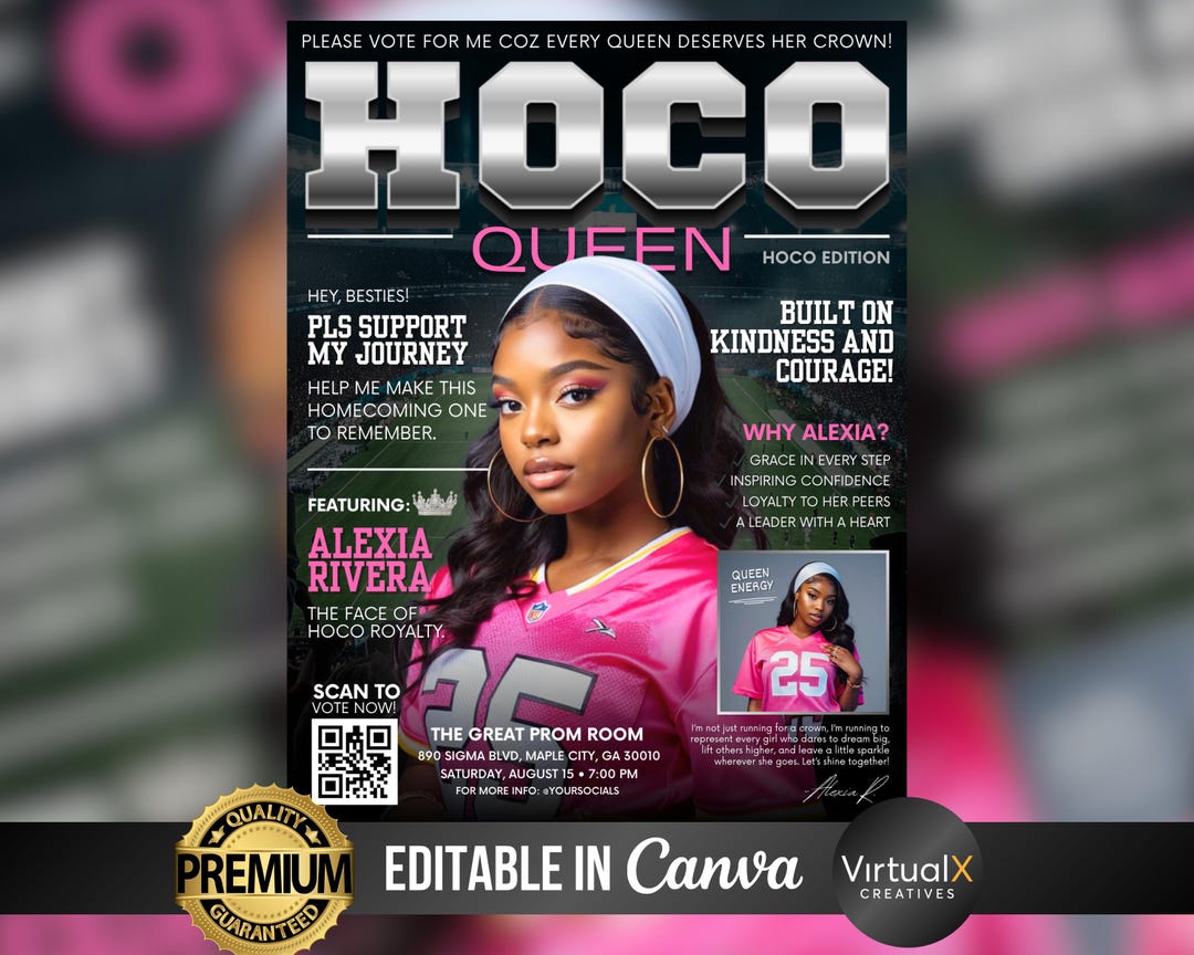 HOCO Queen Magazine Theme, Homecoming Queen Flyer, Class Campaign Flyer ...