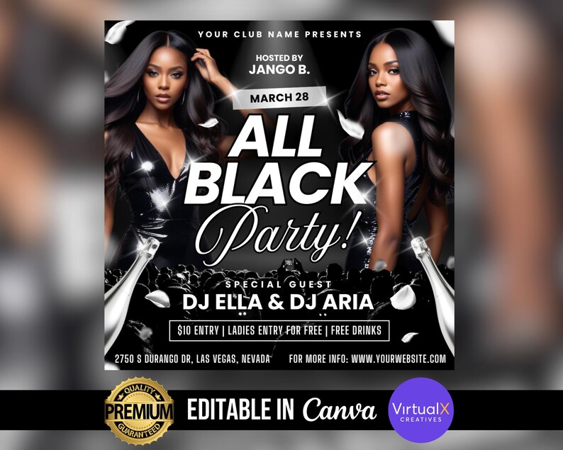 All Black Party Flyer, All Black Affair Club Flyer, DJ Night Club Event ...