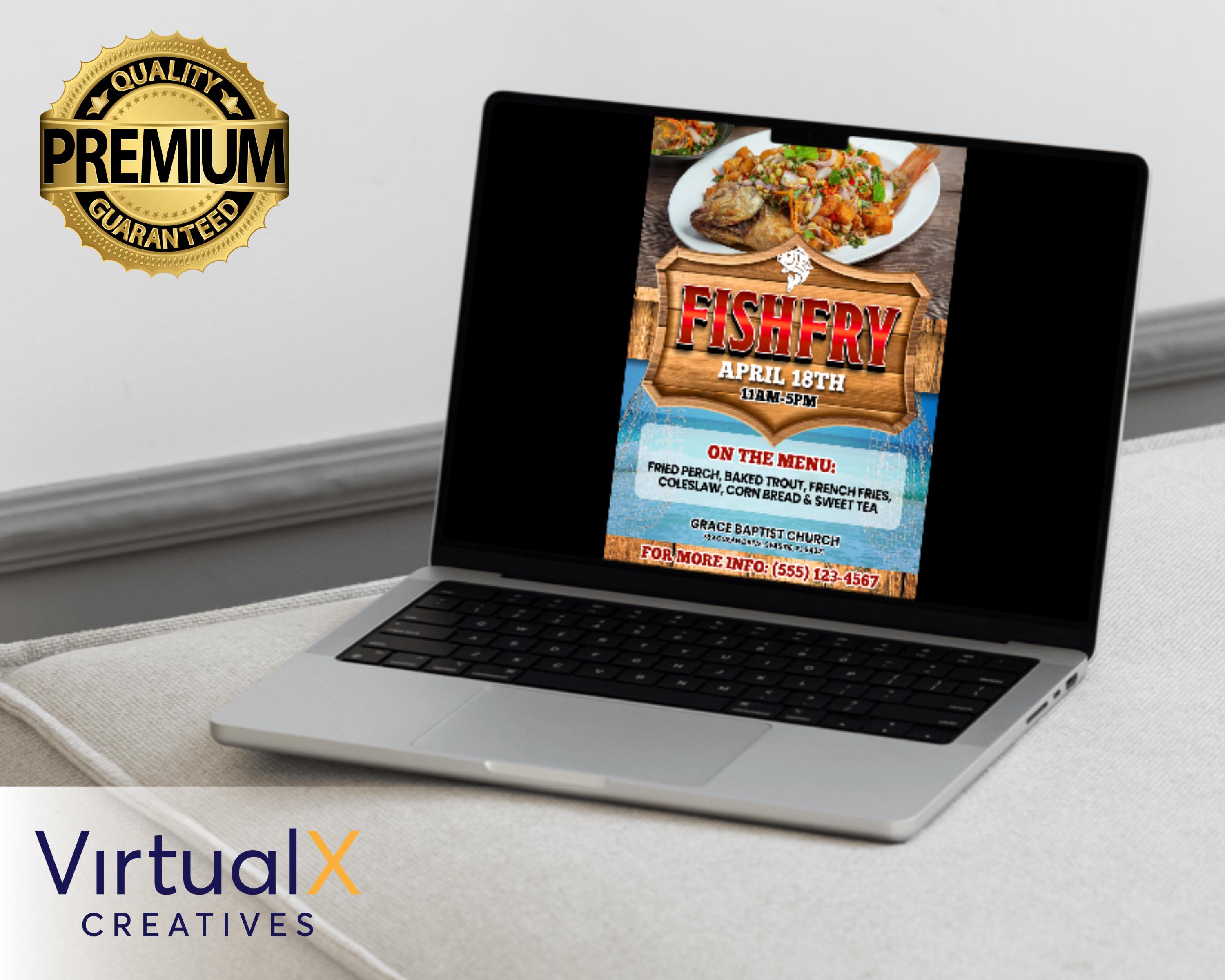 Fish Fry Flyer, Community Event, Restaurant Cookout Flyer, Fried Perch ...