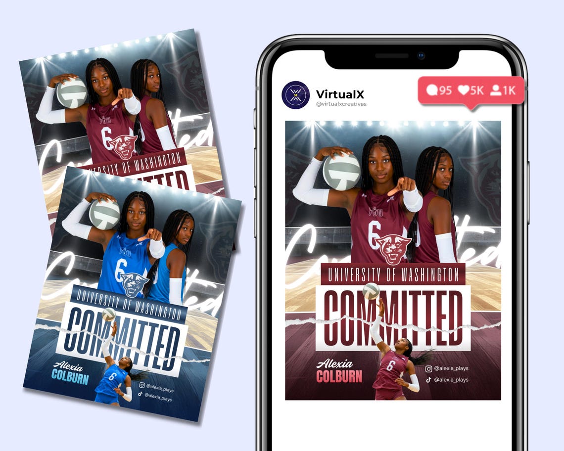 Sports Committed Poster, High School Commitment Social Media Flyer ...
