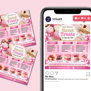 Bakery Flyer, Editable Tasty Pastry Desserts, Sweet Treats Flyer, Bake ...