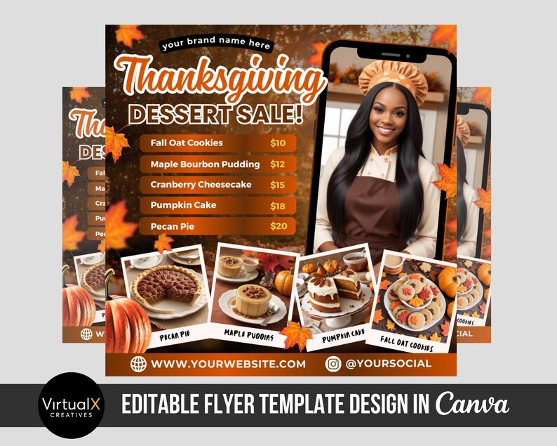 Thanksgiving Bake Sale Flyer, Sweet Treats Sale Flyer, November Dessert ...