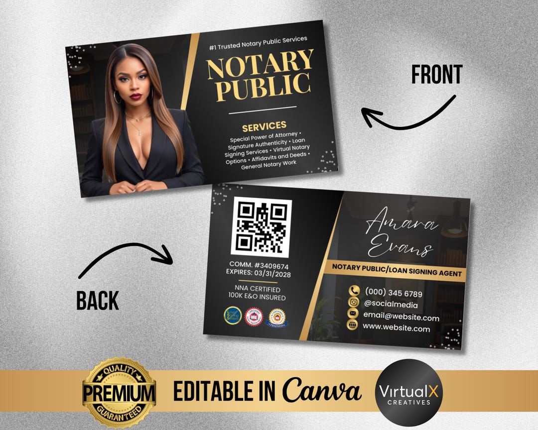 Notary Public Service Business Cards, Notary Marketing Business Card ...