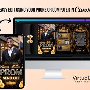 Gold Prom Send off Invite, Prom Party Animated Invitation, Men Prom ...