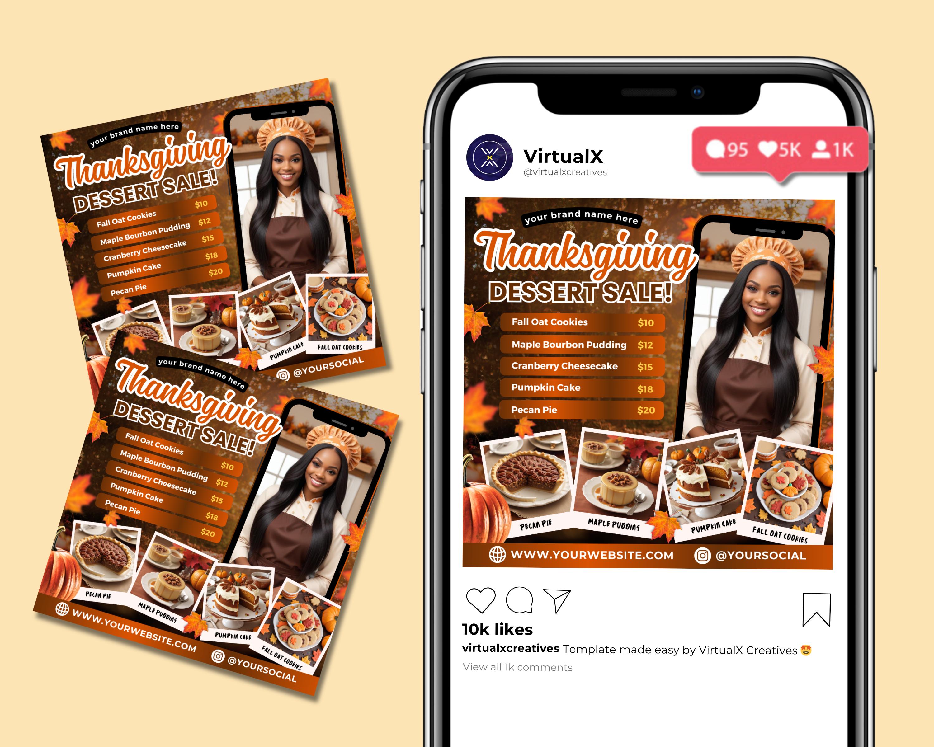 Thanksgiving Bake Sale Flyer, Sweet Treats Sale Flyer, November Dessert ...