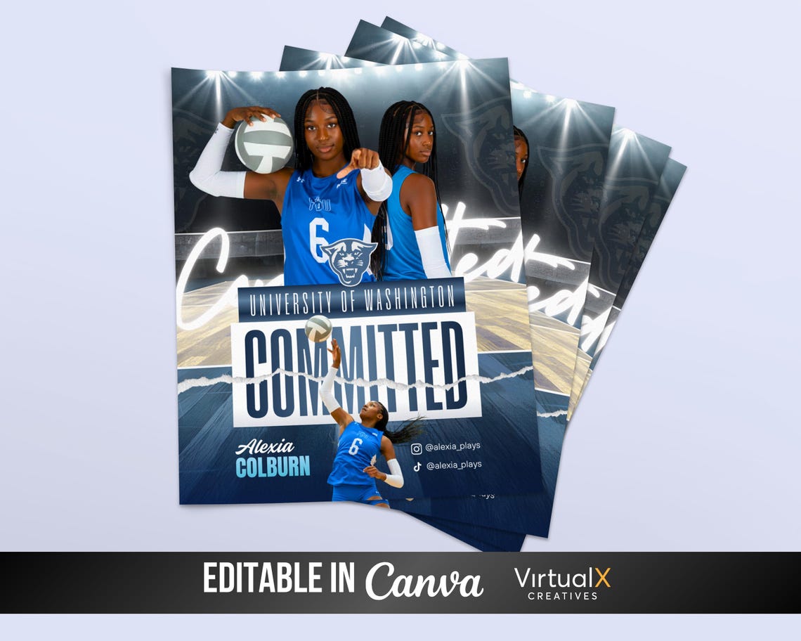 Sports Committed Poster, High School Commitment Social Media Flyer ...