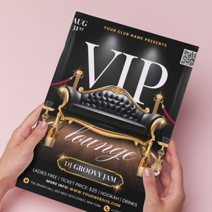 VIP Lounge Club Template, Luxury Vip DJ Party Invite Flyer, Black and ...