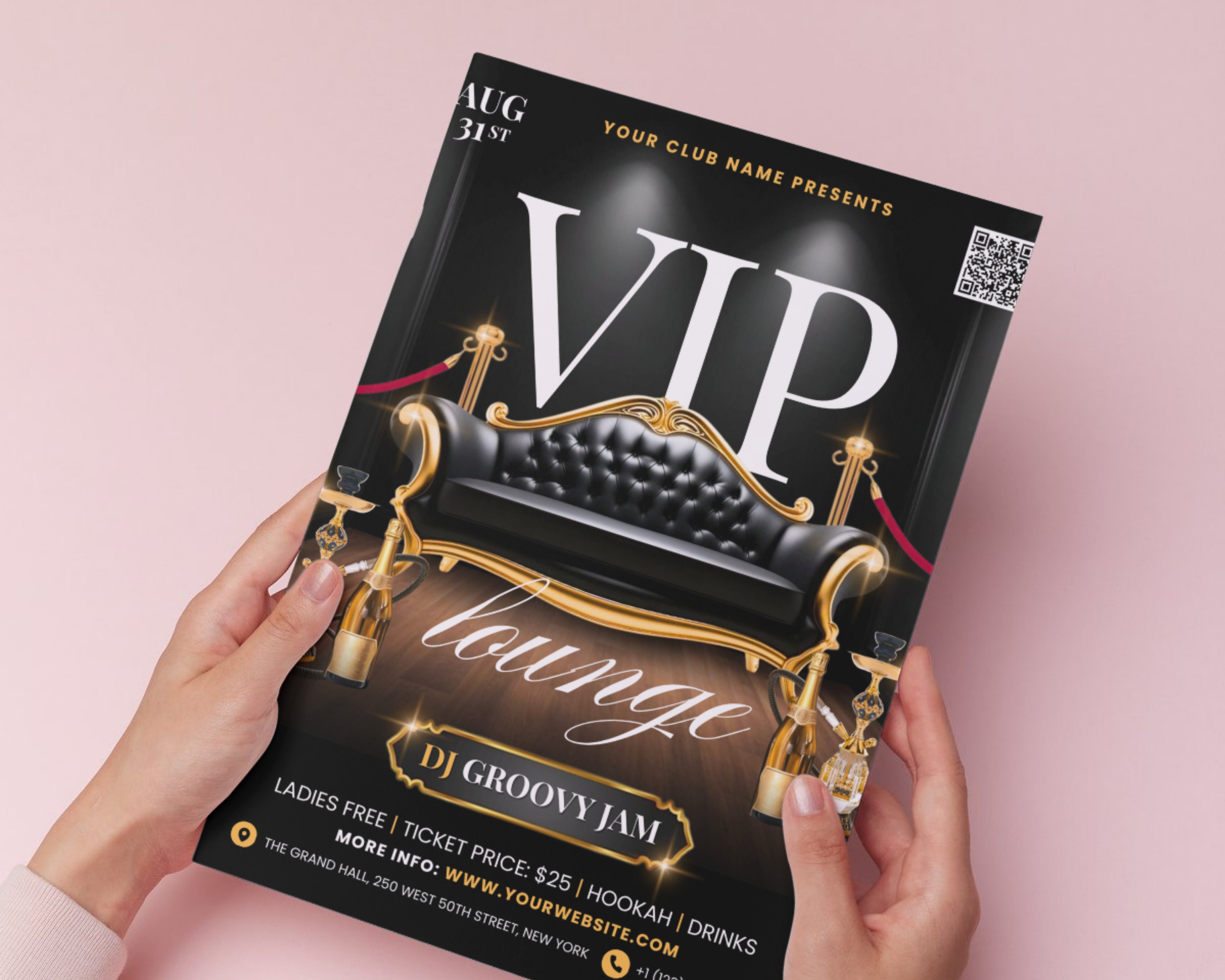 VIP Lounge Club Template, Luxury Vip DJ Party Invite Flyer, Black and ...