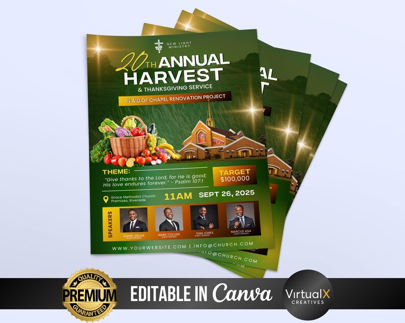 Annual Church Harvest Flyer, Church Event Flyer, Editable Thanksgiving ...