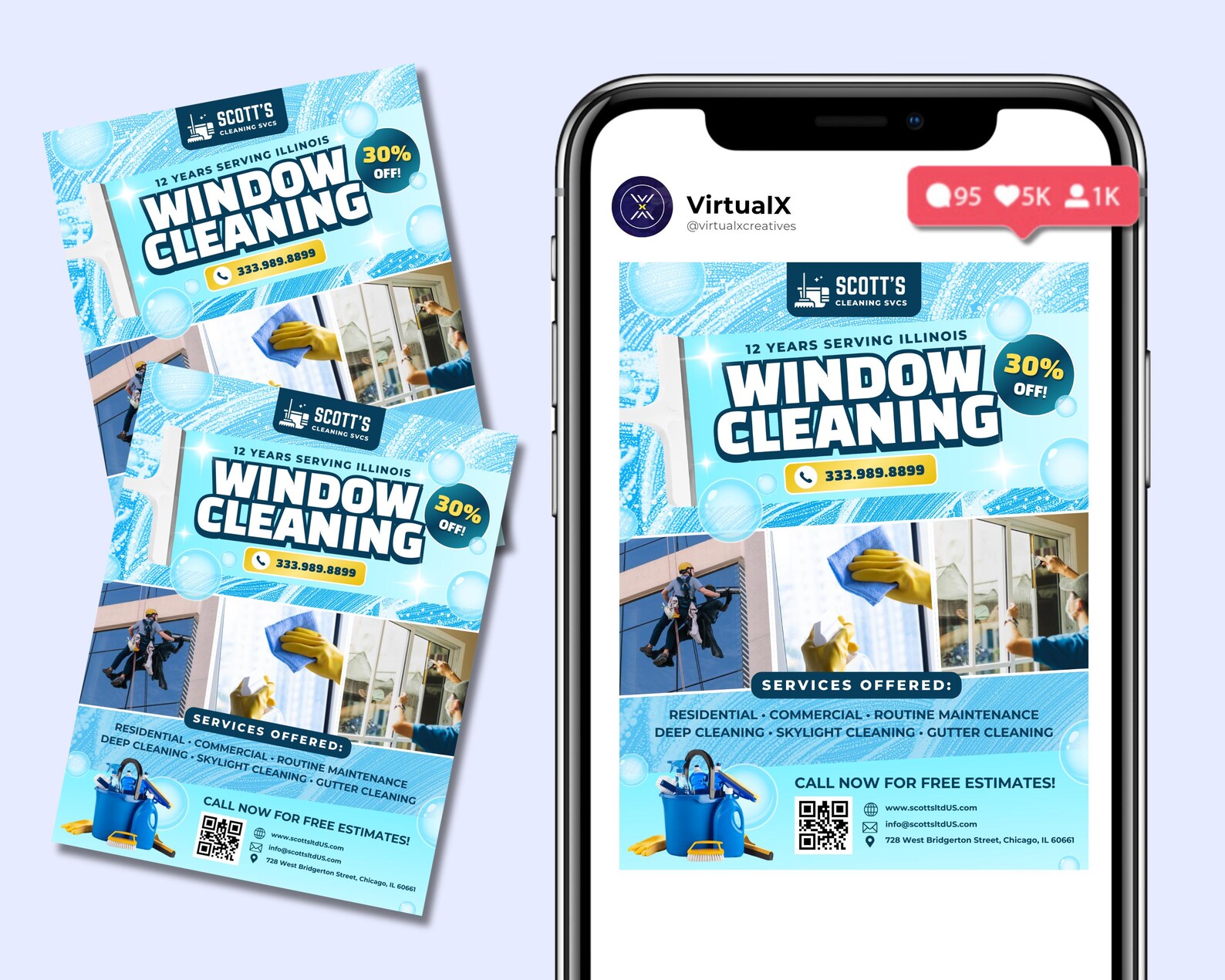 Clear Window Cleaning Service Flyer, Cleaning Business Flyer, Editable ...