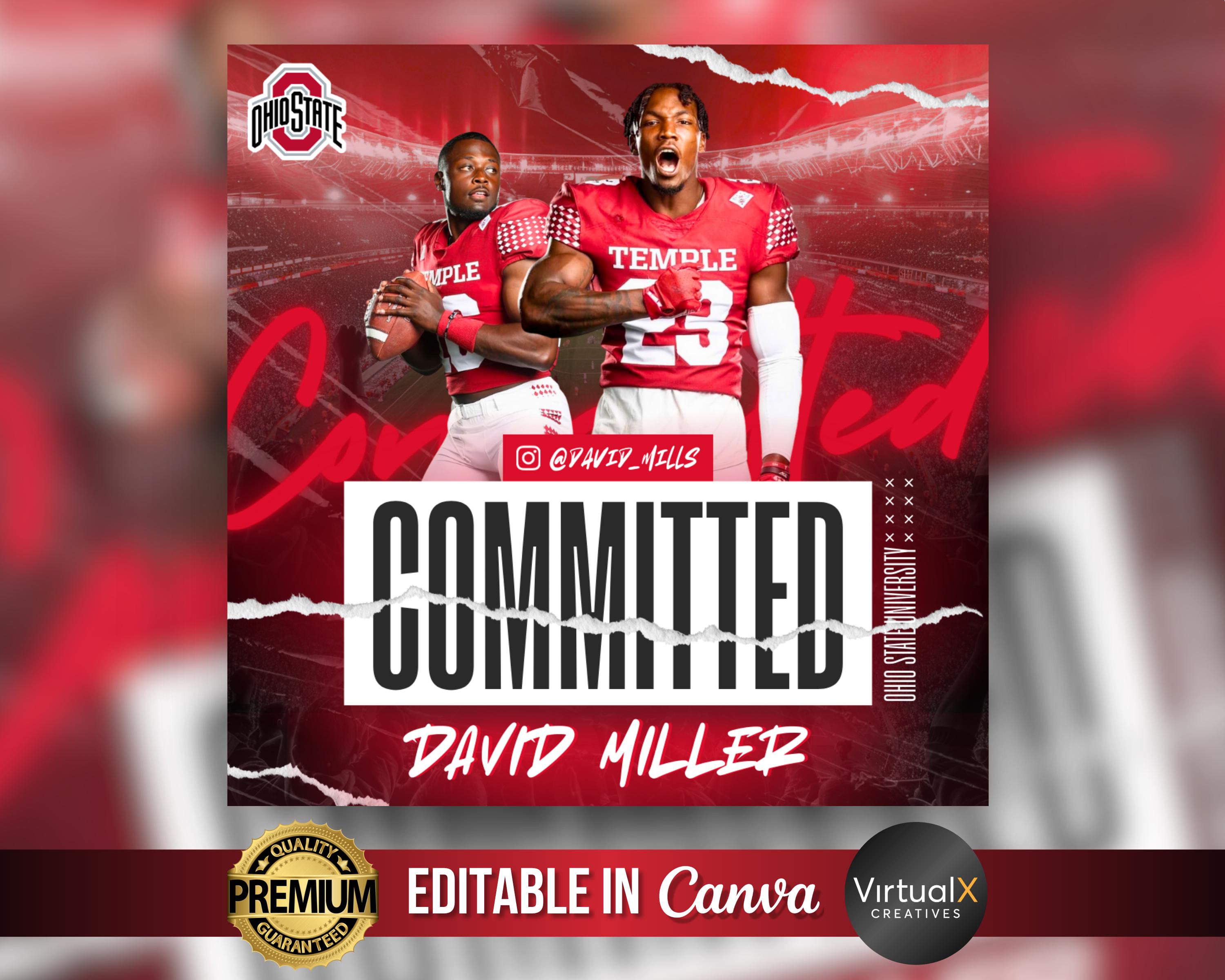 Sports Committed Poster, Commitment Social Media Flyer, Signing Day ...