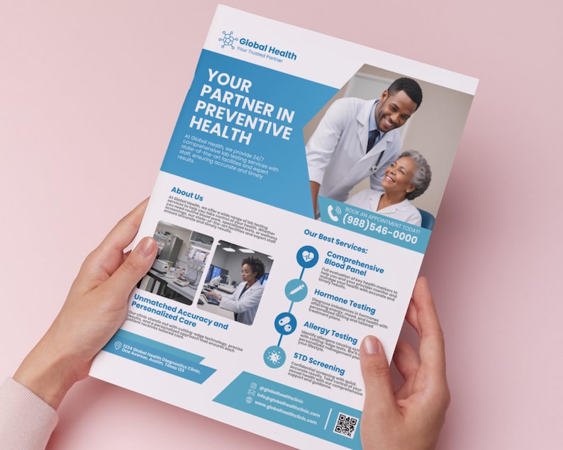 Lab Testing Flyer, Medical Laboratory Flyer, Diagnostics Clinic, Mobile ...