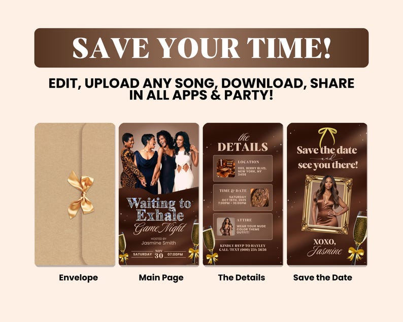 Waiting to Exhale Games Night Invitation | Animated Girls Night Evite ...