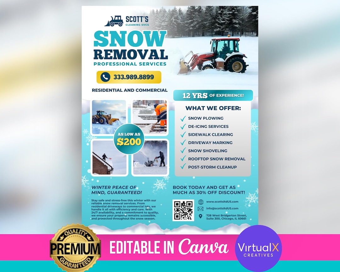 Snow Removal Service Flyer | Editable Snow Plow Flyer | Winter Snow ...