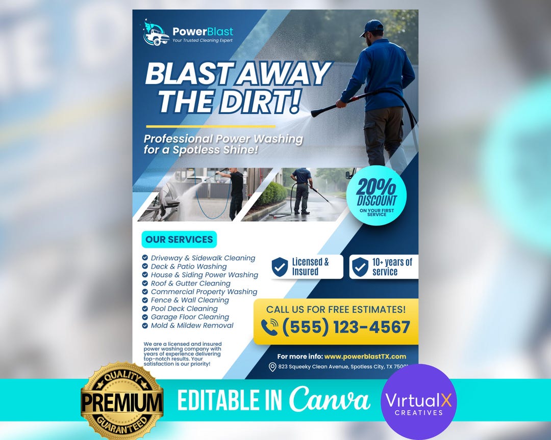 Power Washing Flyer, Pressure Washing Flyer, Exterior Cleaning, Home ...