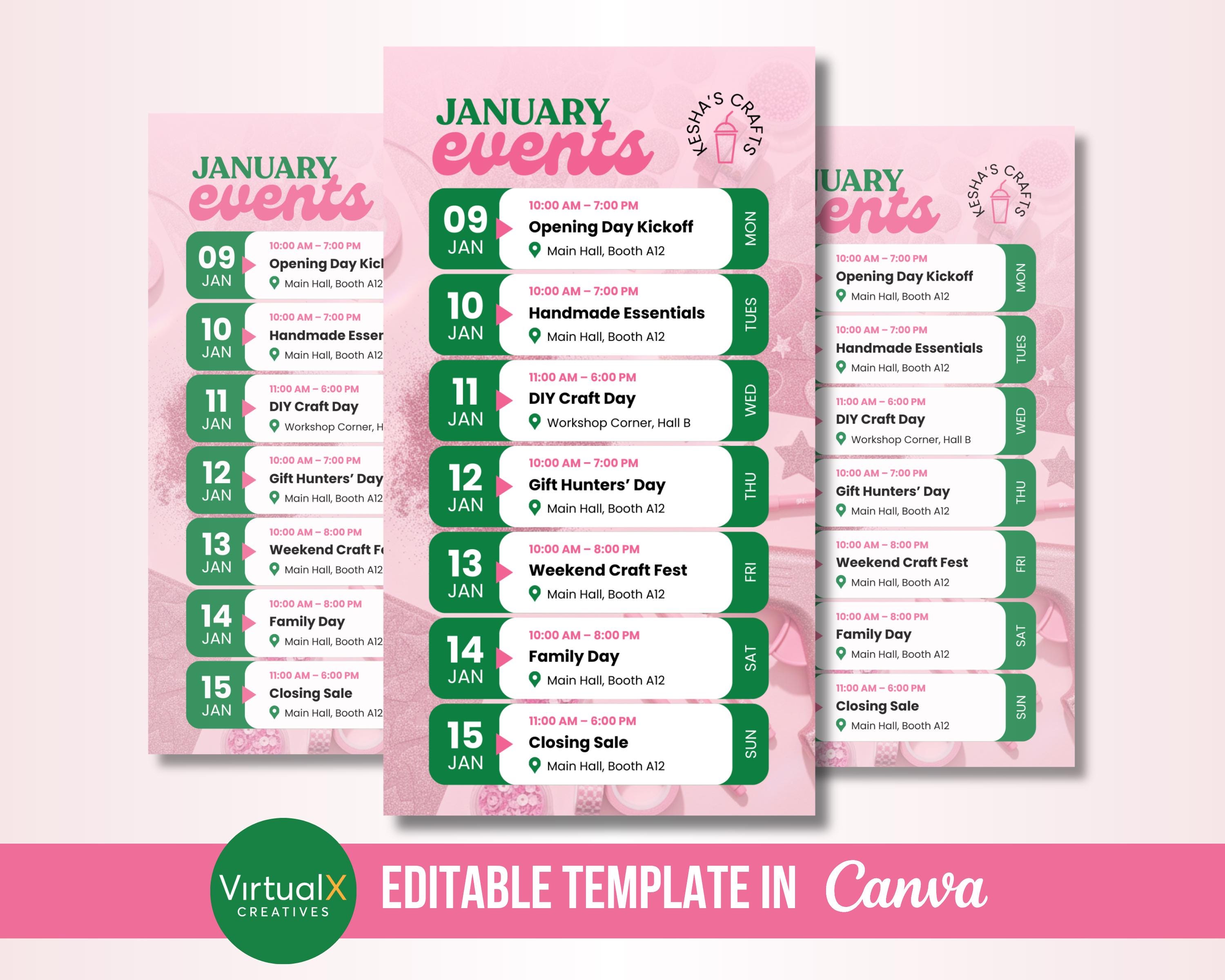 Animated Event Schedule IG Reels, Upcoming Events Small Business Video ...