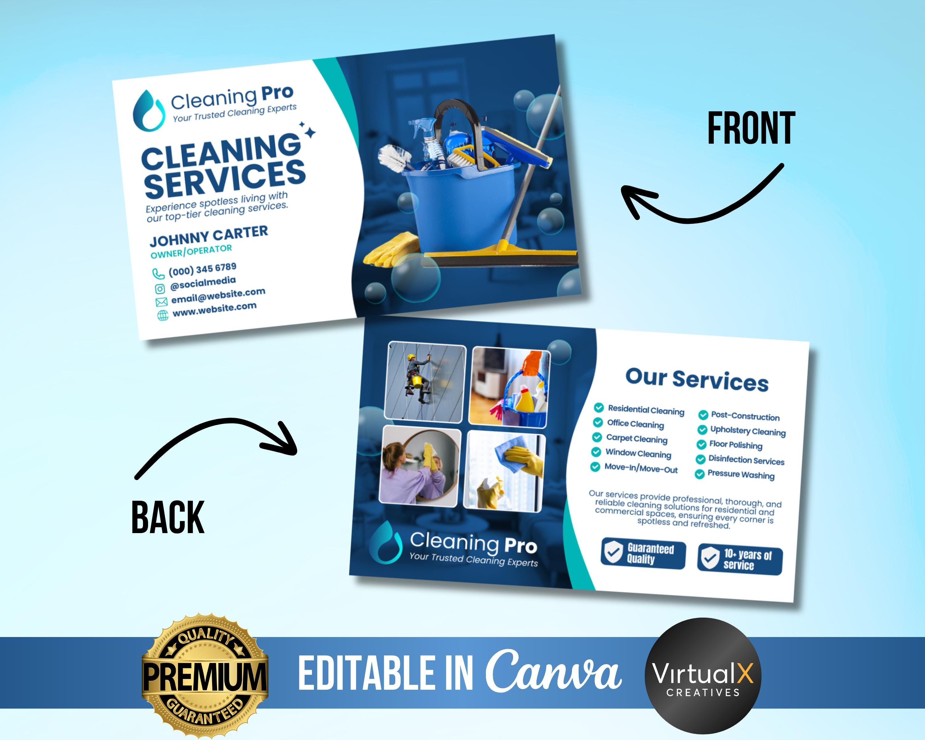 Cleaning Services Business Cards, Housekeeping Card, Cleaning Service ...