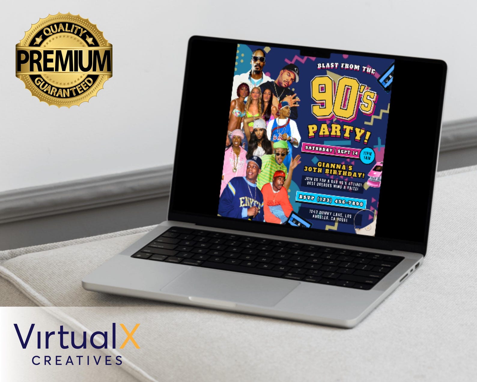 90s Birthday Party Flyer, Retro Birthday Party, House Party Invite, DIY ...