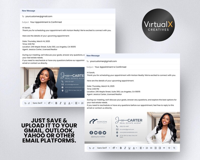 10 Email Signature Bundle, Blue Real Estate Marketing, Elegant Realtor ...