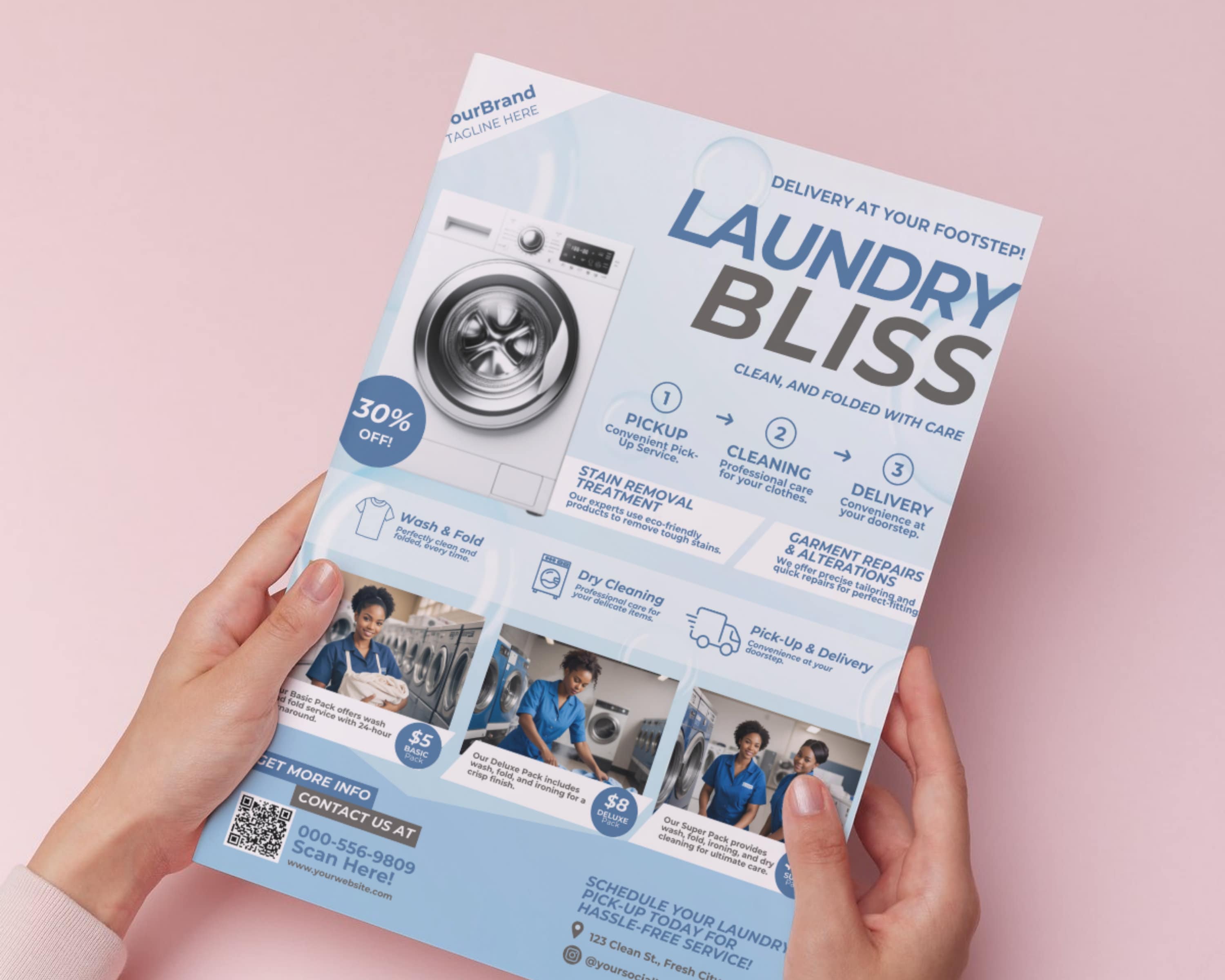 Laundry Service Flyer, Wash and Fold Flyer, Dry Cleaning Flyer ...