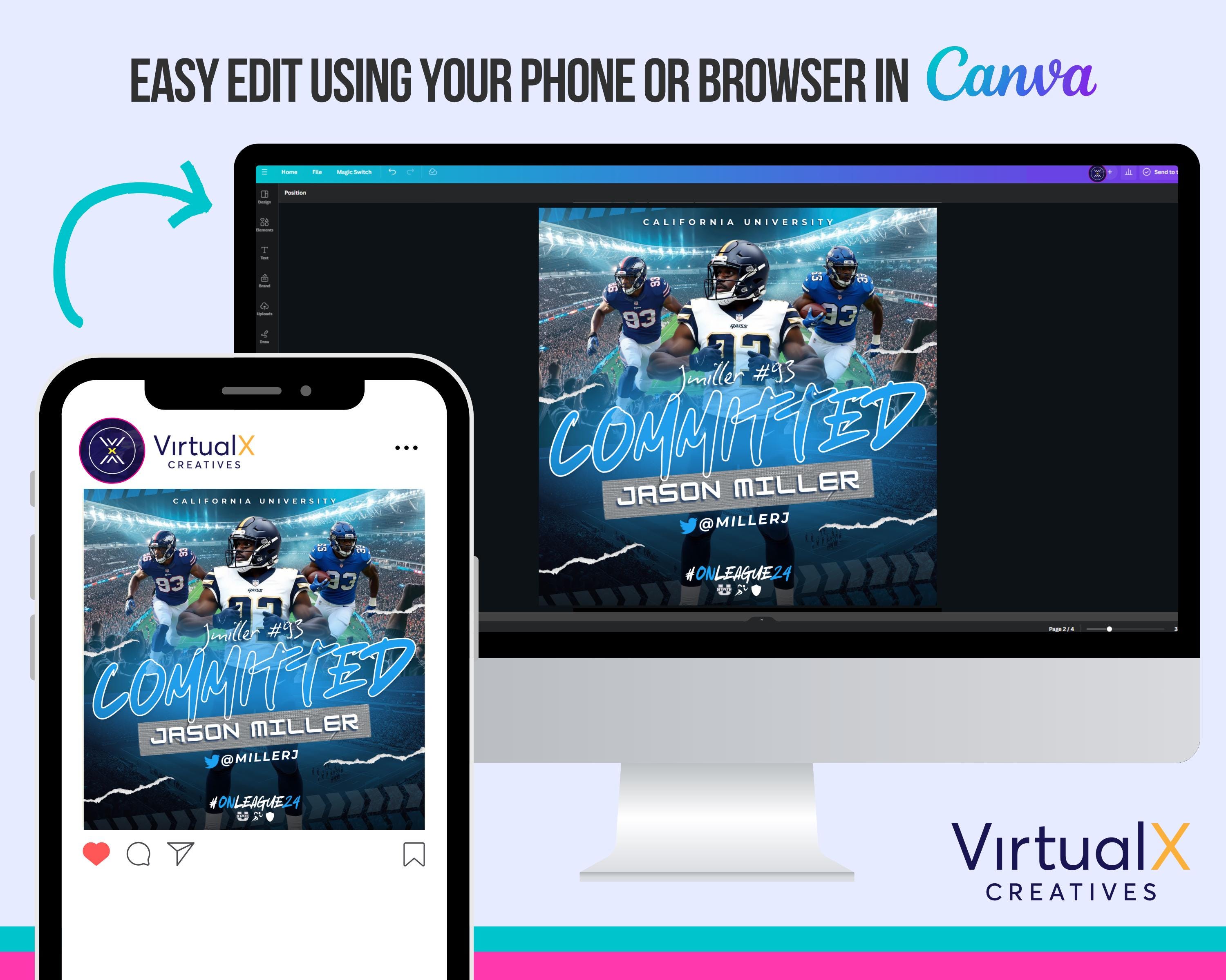 Sports Committed Poster, Commitment Social Media Flyer, Signing Day ...