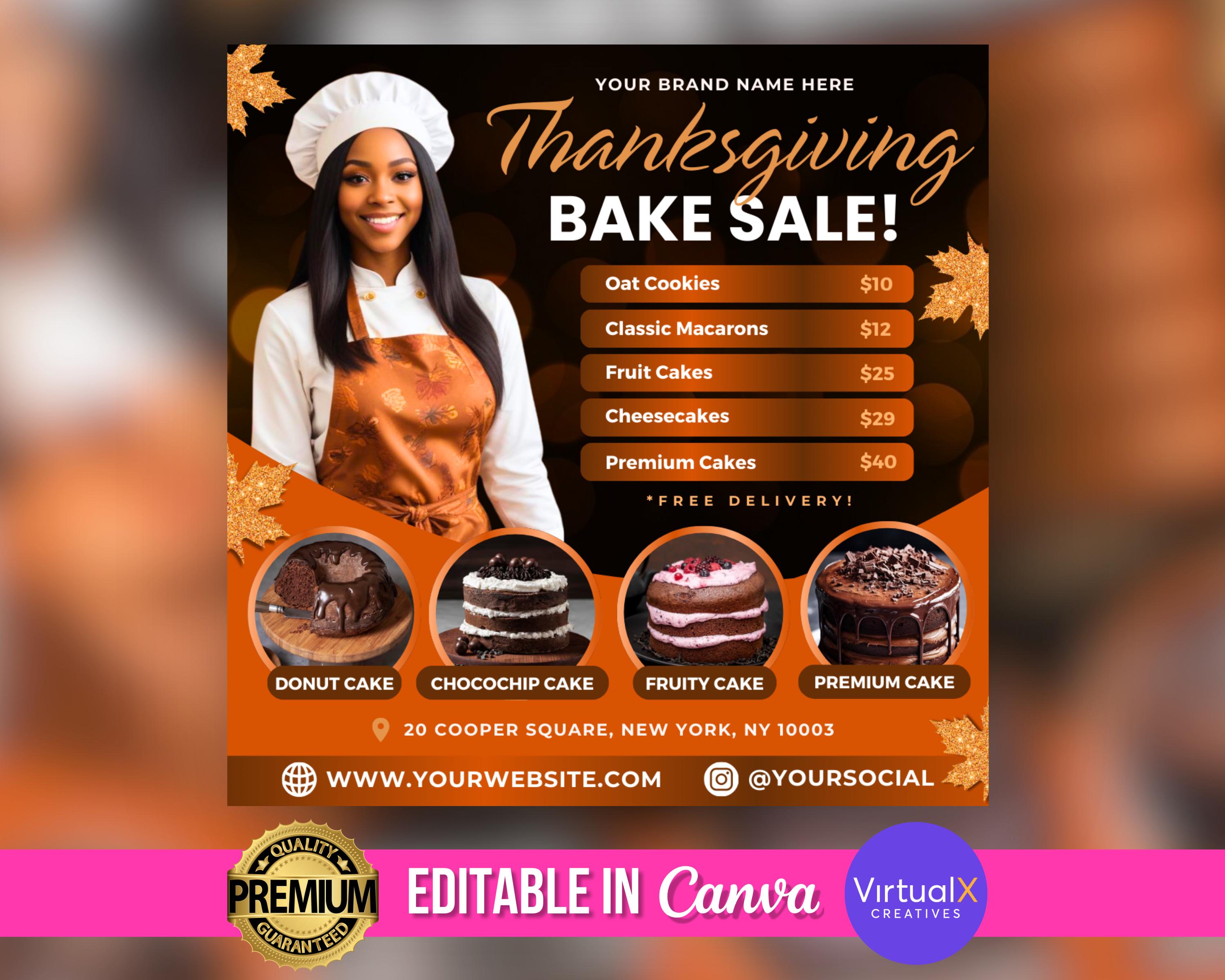 Thanksgiving Bake Desserts Flyer, Sweet Treats Sale Template, November ...