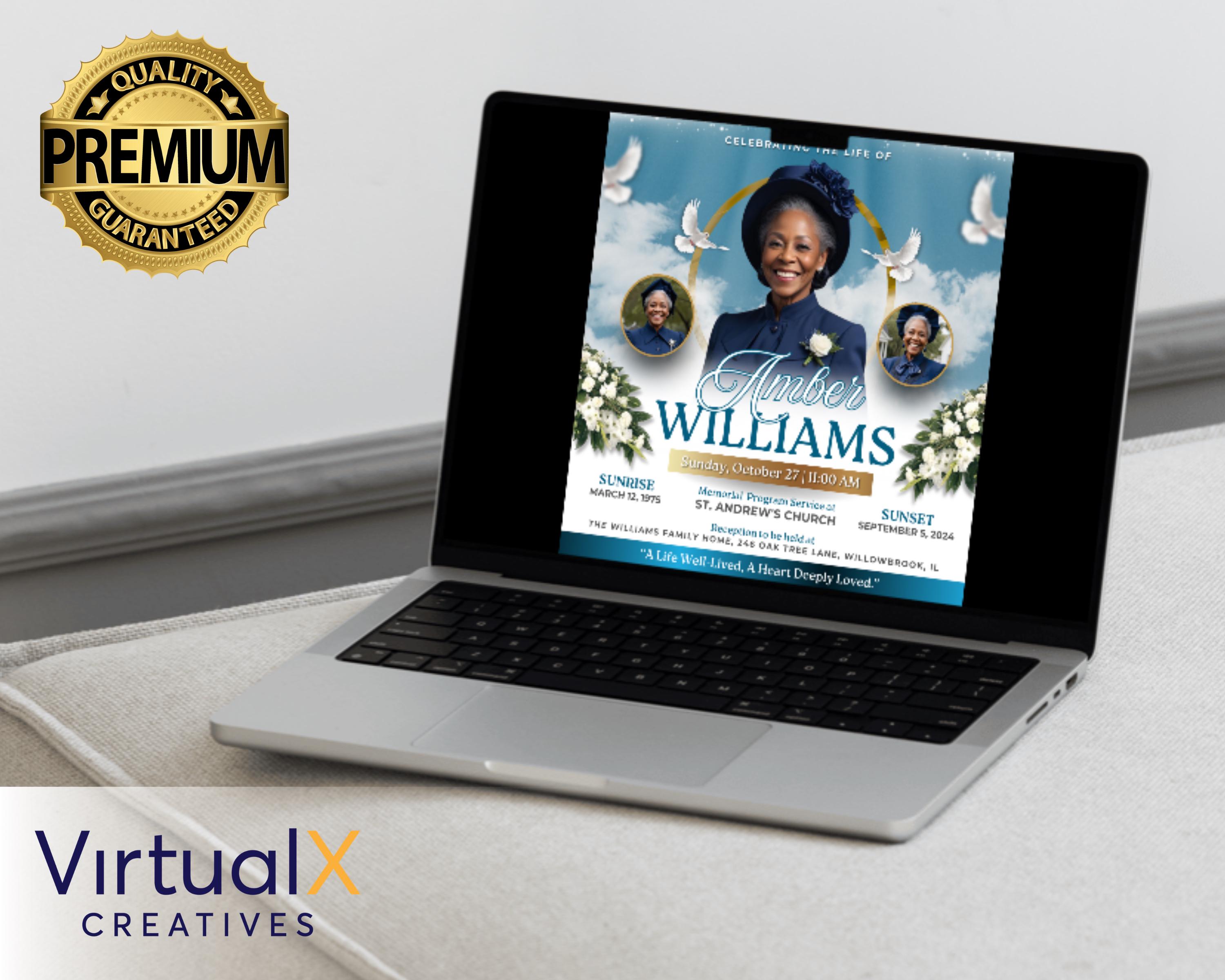 Memorial Funeral Announcement Flyer, Funeral Invites, in Loving Memory ...