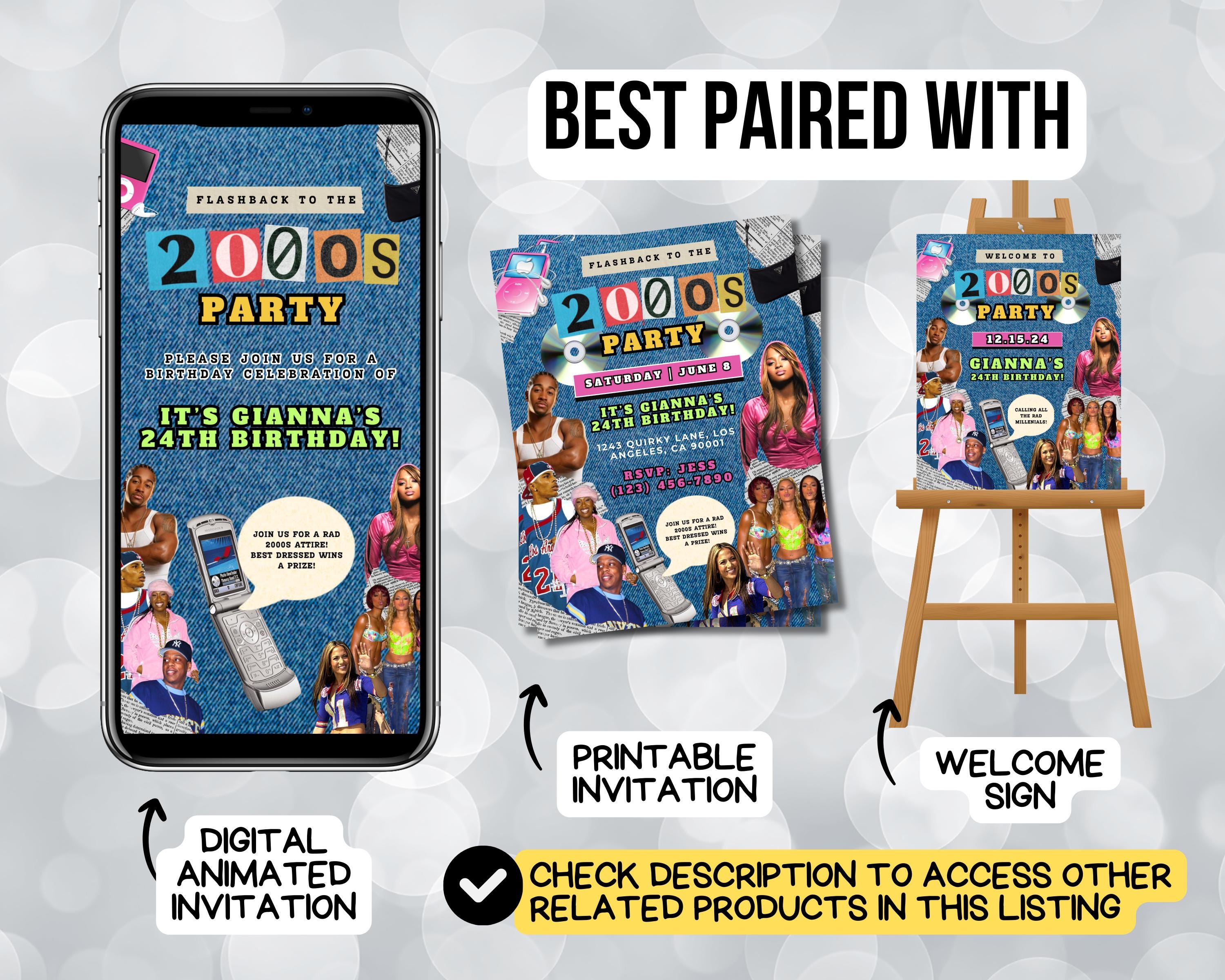 Animated Y2k Birthday Invite, Early 2000s Themed Party Flyer, Premade ...