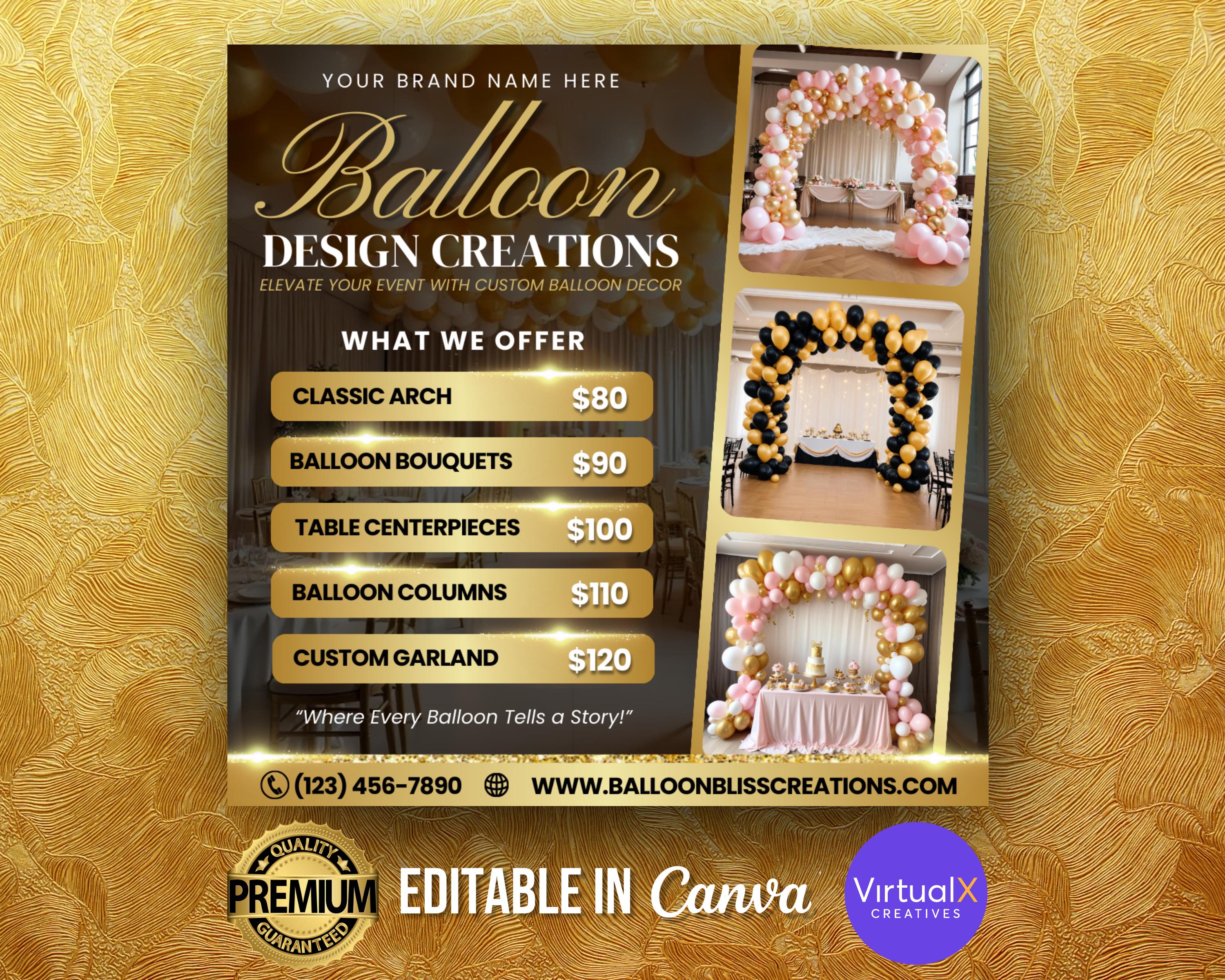 Balloon Decor Flyer Template, Balloon Business Advertisement, DIY ...