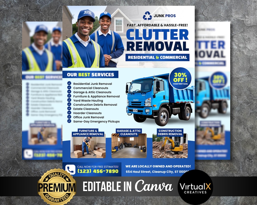 Junk Removal Service Flyer, DIY Cleaning Service Flyer, Junk Hauling ...