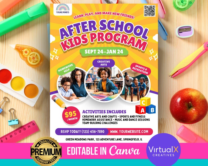 After School Program Flyer, After School Program Registration, Kids After School Workshop, DIY ...