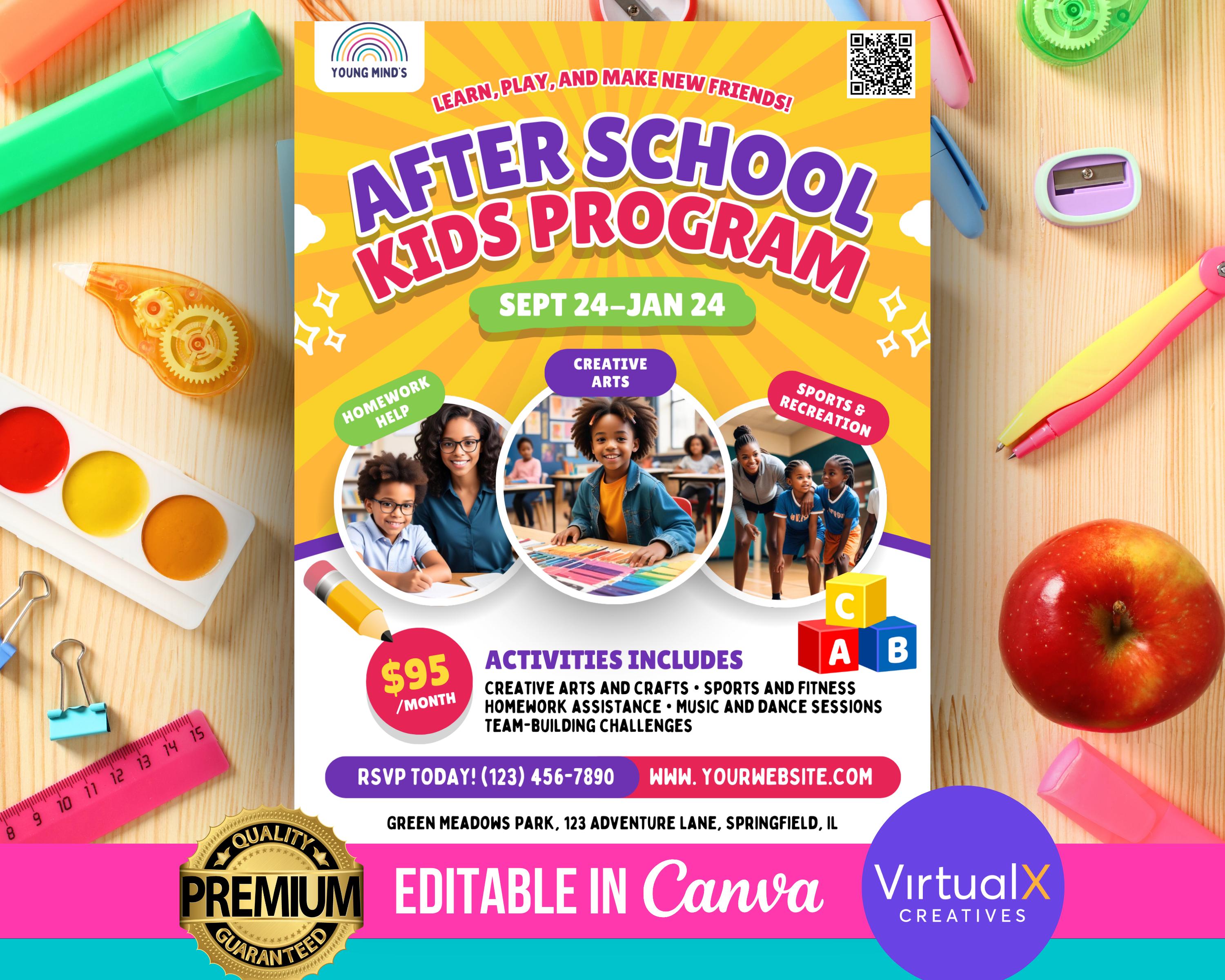 After School Program Flyer, After School Program Registration, Kids ...