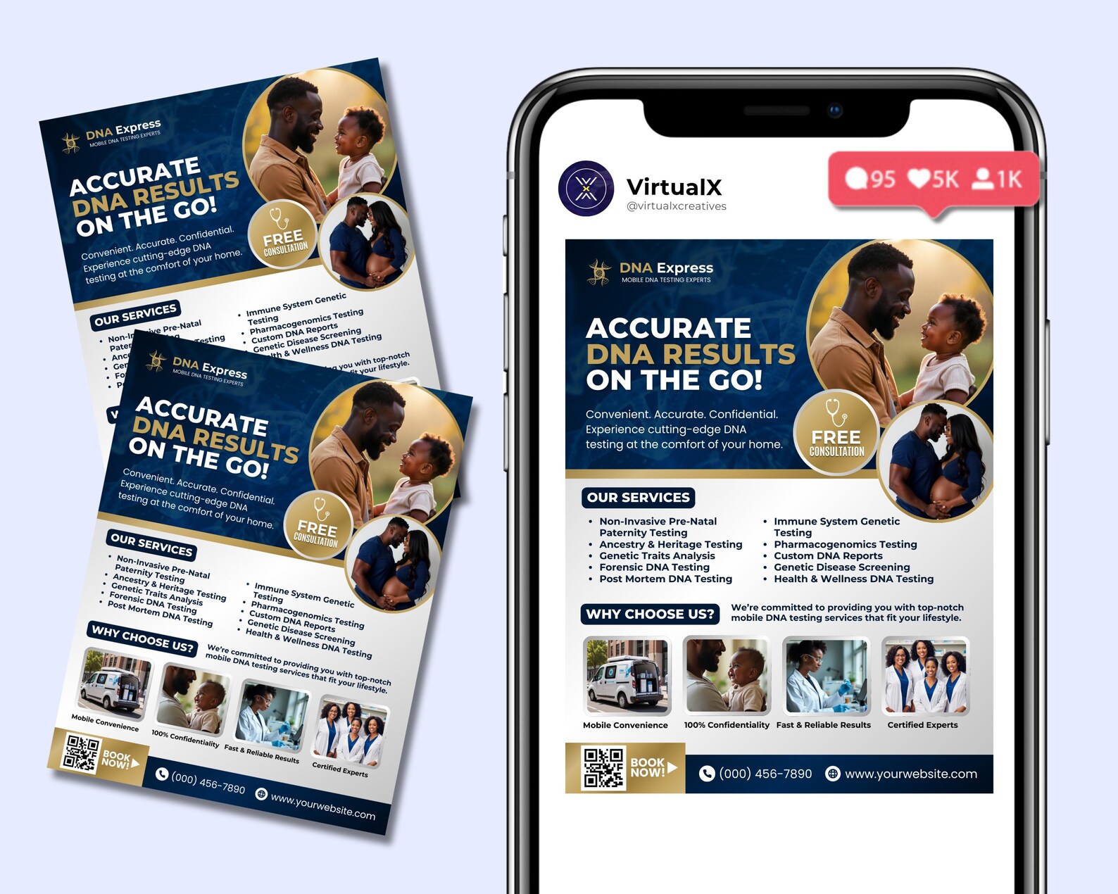 Mobile Lab Testing Flyer, Medical DNA Testing, DNA Lab Service ...