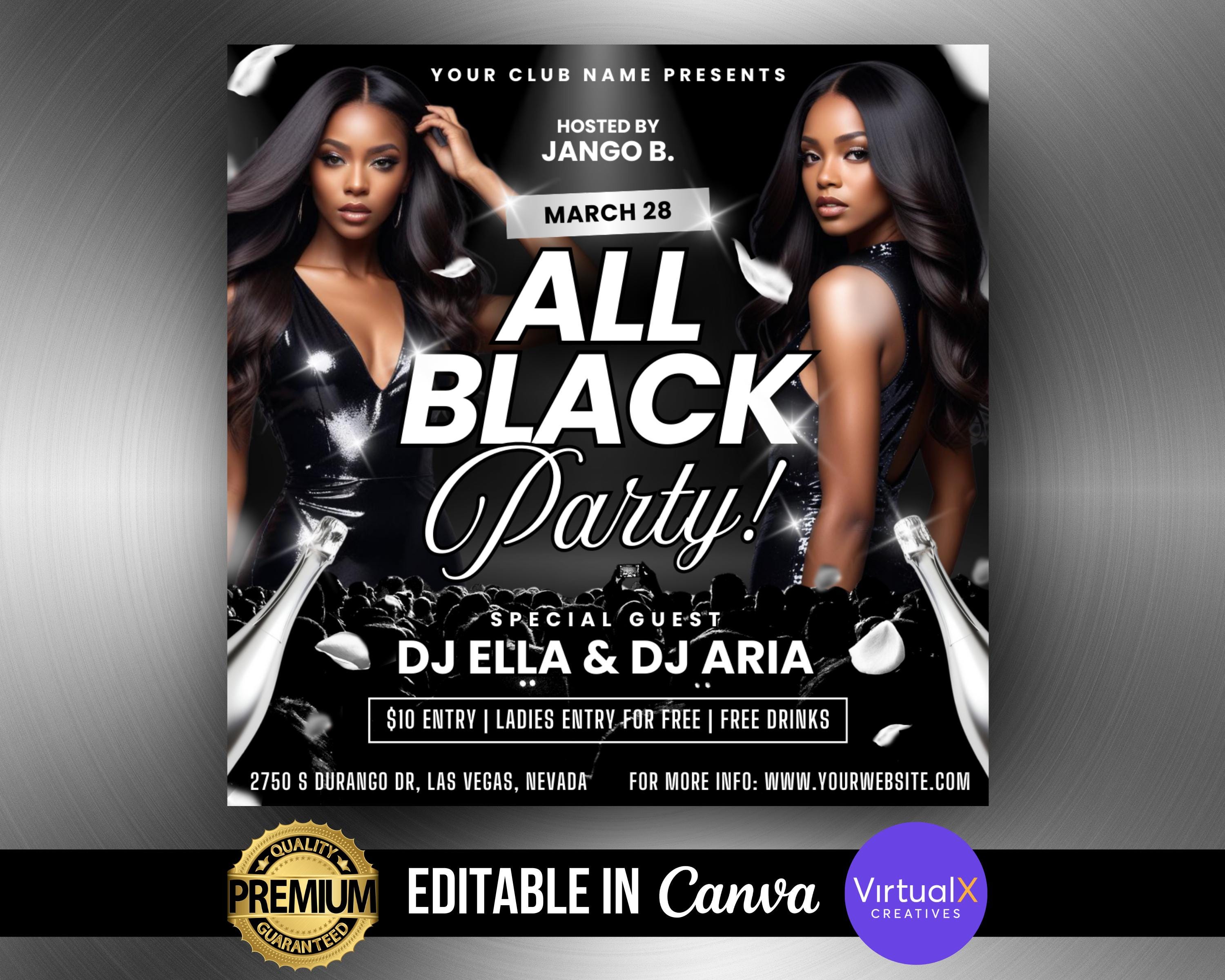 All Black Party Flyer, All Black Affair Club Flyer, DJ Night Club Event ...