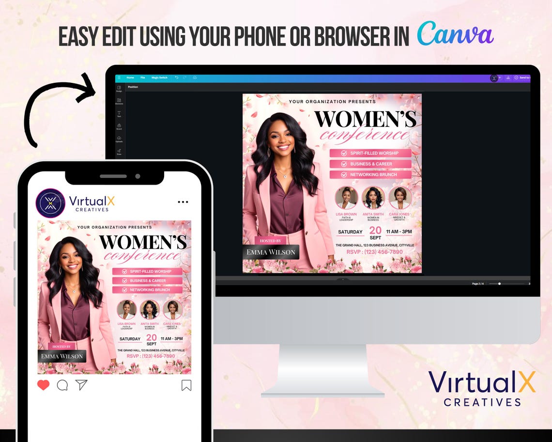 Women Network Flyer, Empowerment Event, Women's Meeting Conference ...