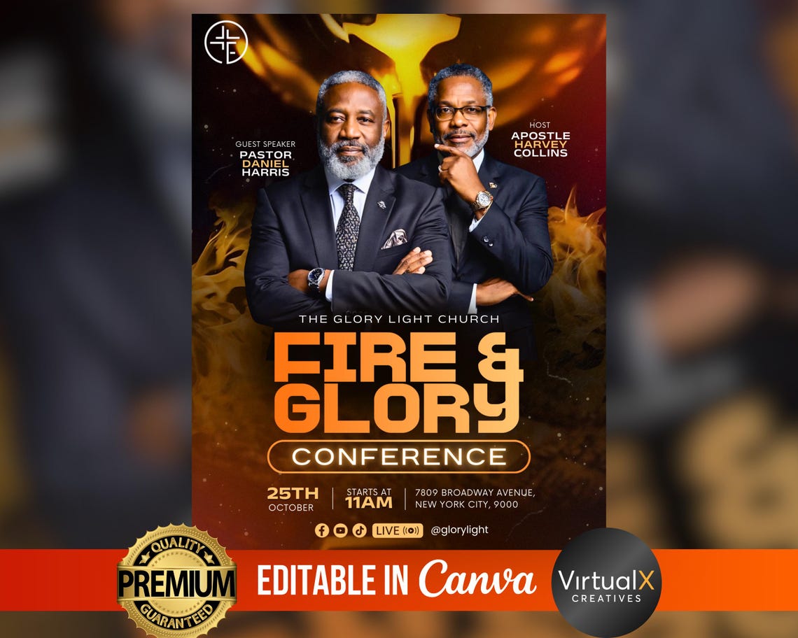 Oil and Fire Conference Flyer, Editable Revival & Worship Template ...