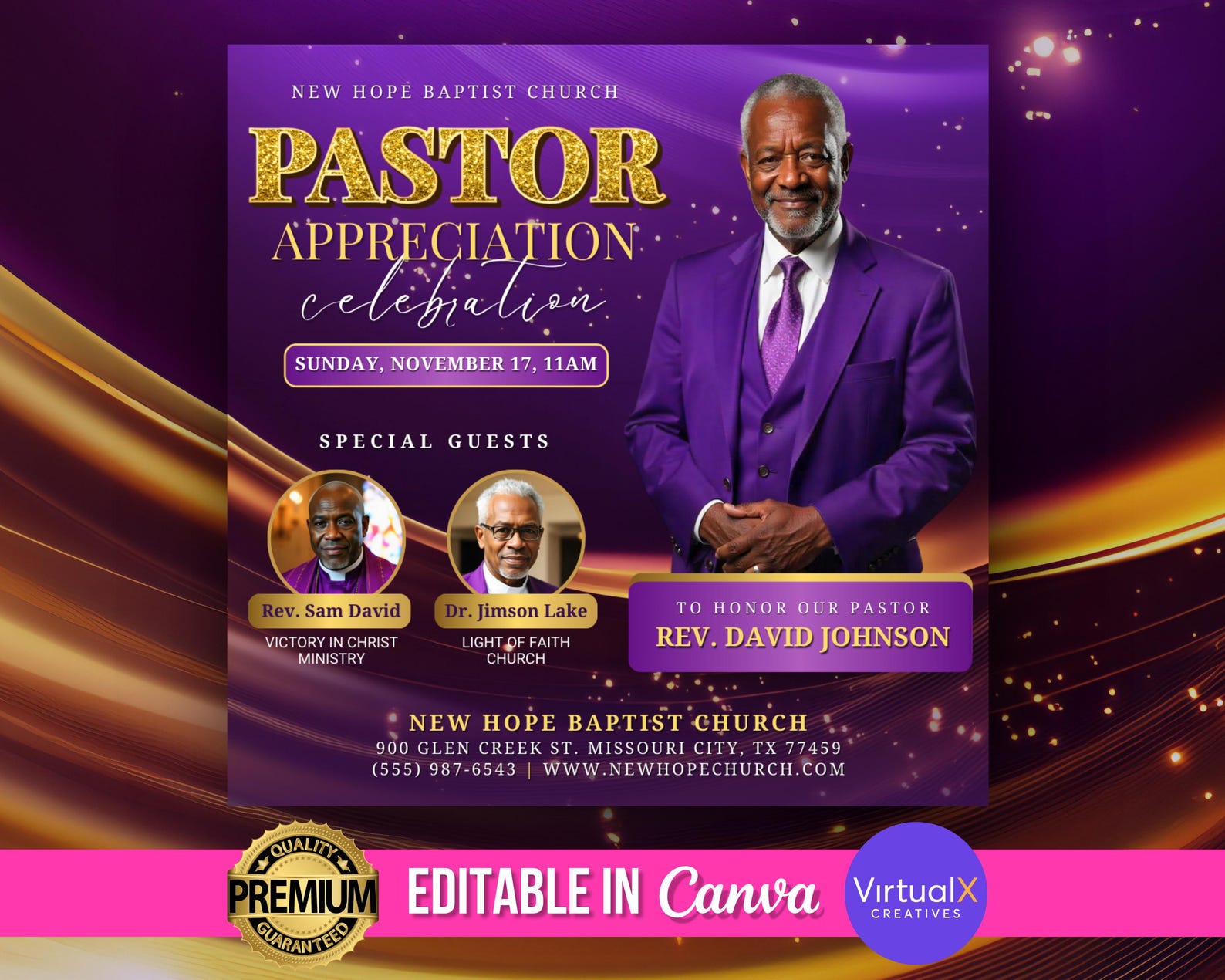 Pastor Appreciation Flyer, Worship Church Flyer, Prayer Conference ...