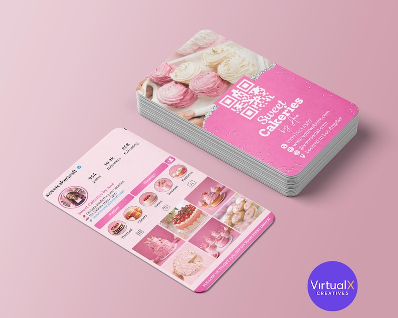 Bakery Instagram Business Card, QR Card, Cake Shop IG Calling Card ...