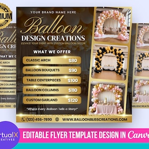 Balloon Decor Flyer Template, Balloon Business Advertisement, DIY ...