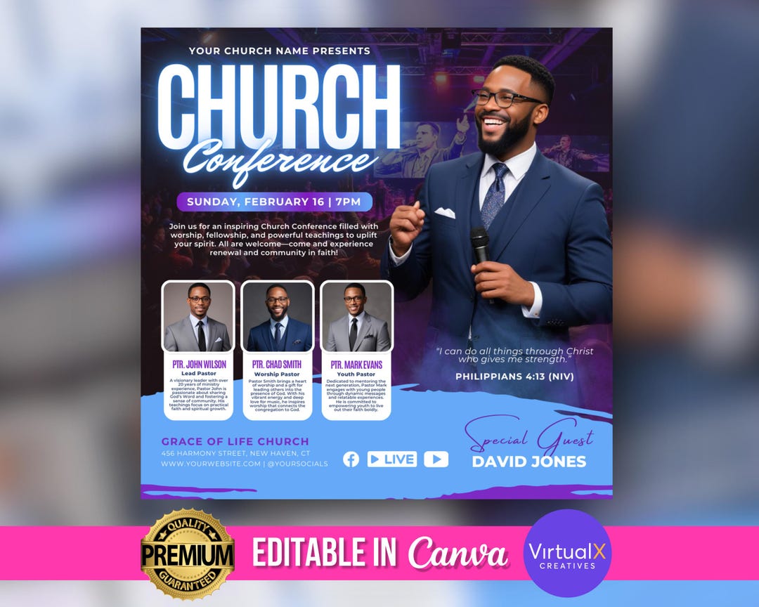 Church Conference Flyer, Sunday Worship Flyer, Prayer Conference ...