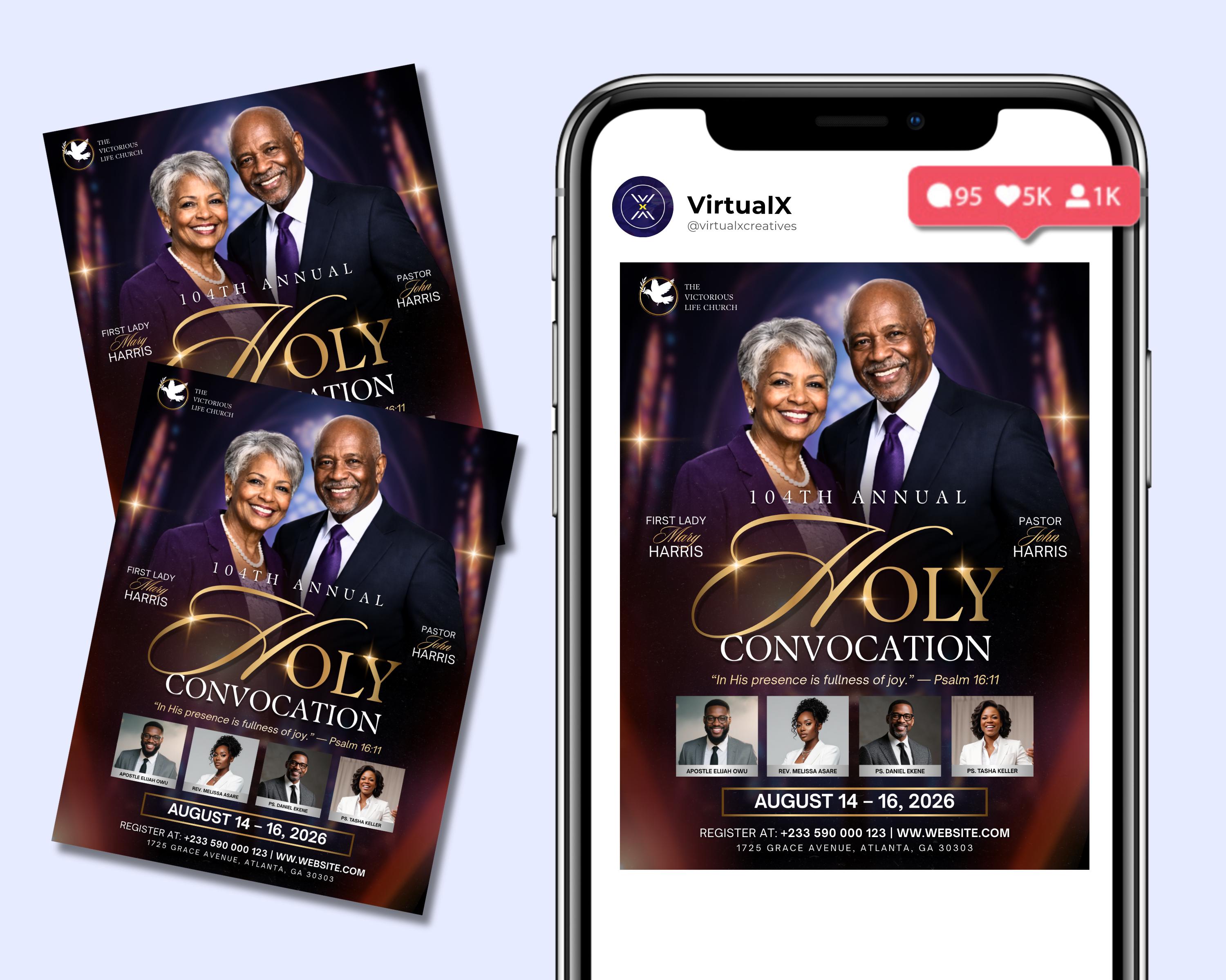 Holy Convocation Church Flyer Template | Pastor Anniversary Program ...