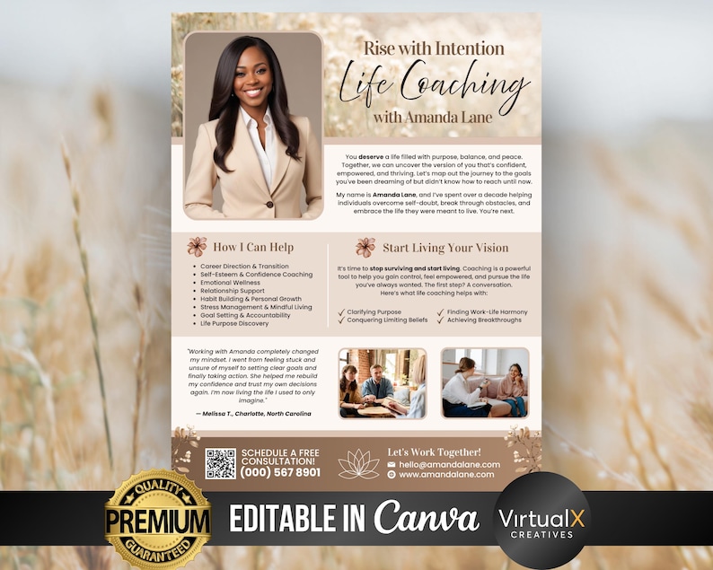 Coaching Services Flyer Template, Editable Life Coach Flyer, Growth ...