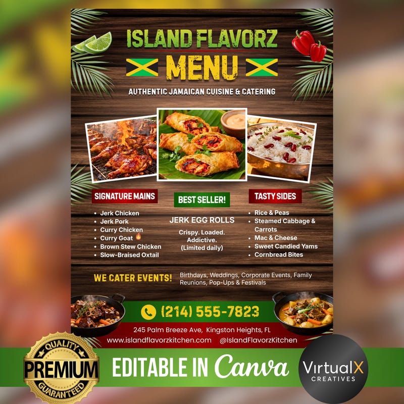 Caribbean Menu Template - Etsy UK