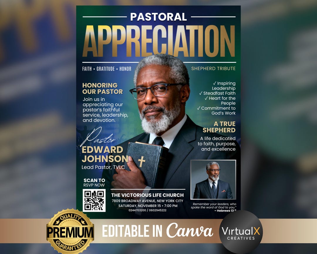 Pastoral Anniversary Flyer | Pastor Appreciation Magazine Template ...