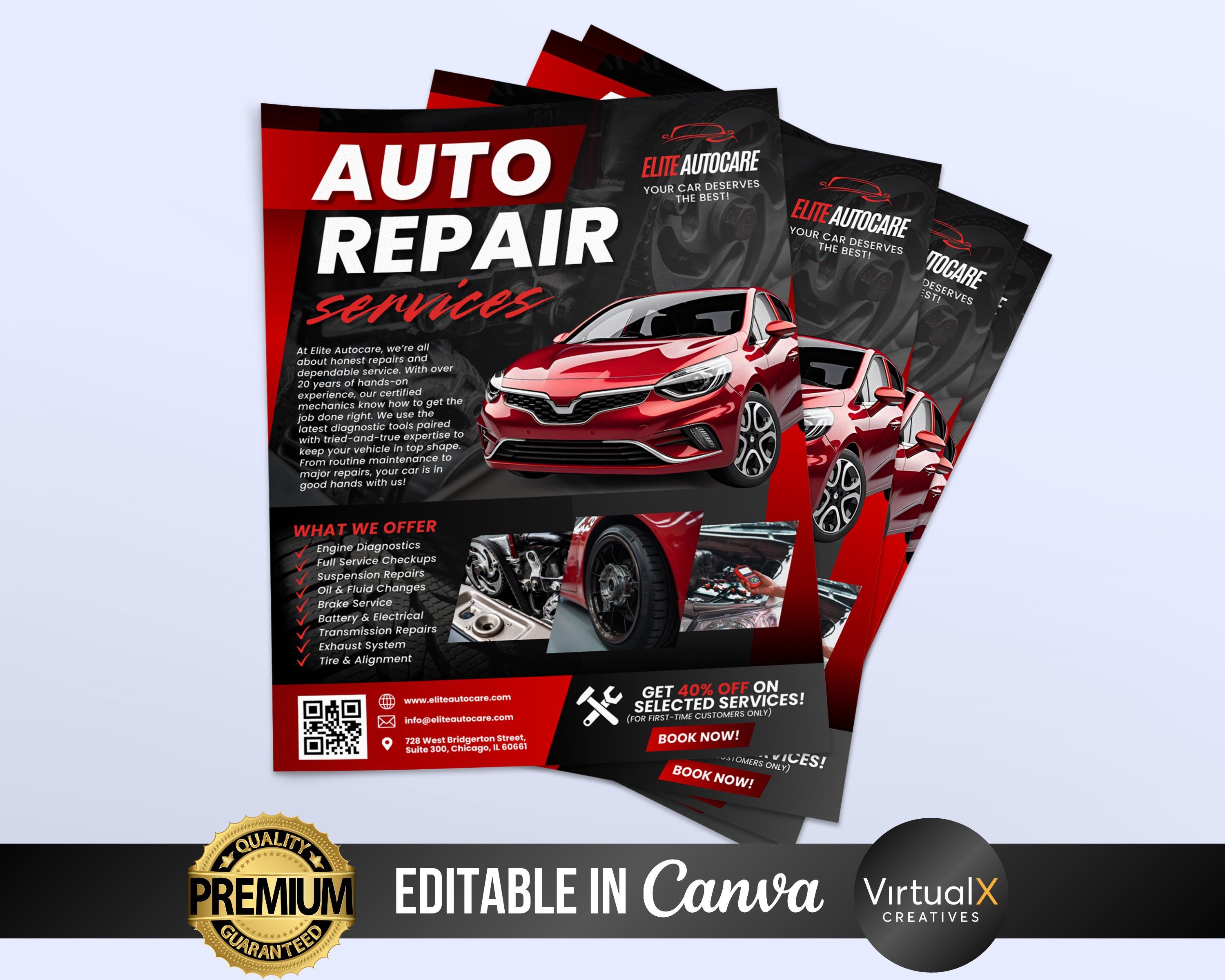 Auto Repair Service Flyer, Car Service Flyer, Auto Detailing, Mobile ...