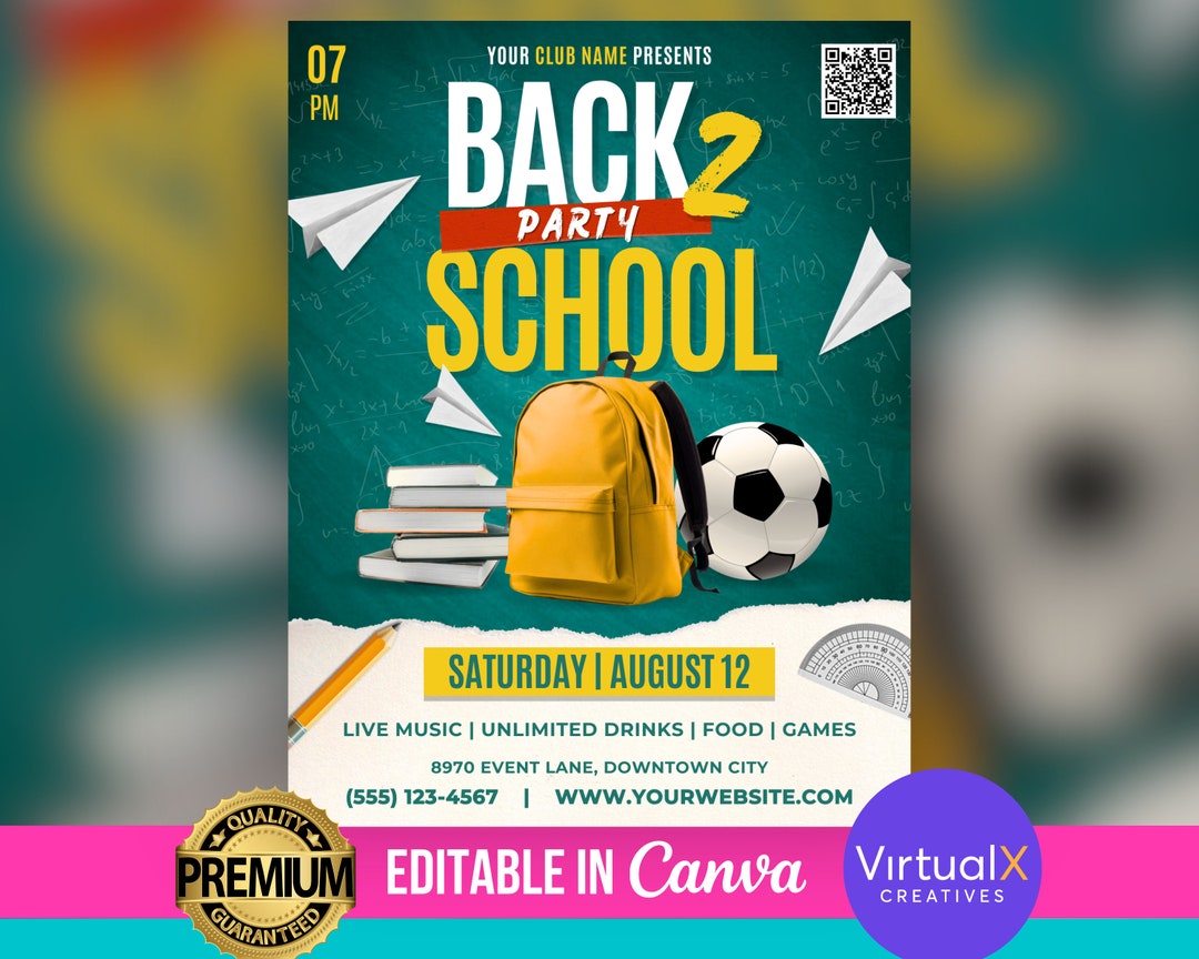 Back to School Bash Flyer, Community Event Flyer, Back 2 School Party Invite, School Concert ...